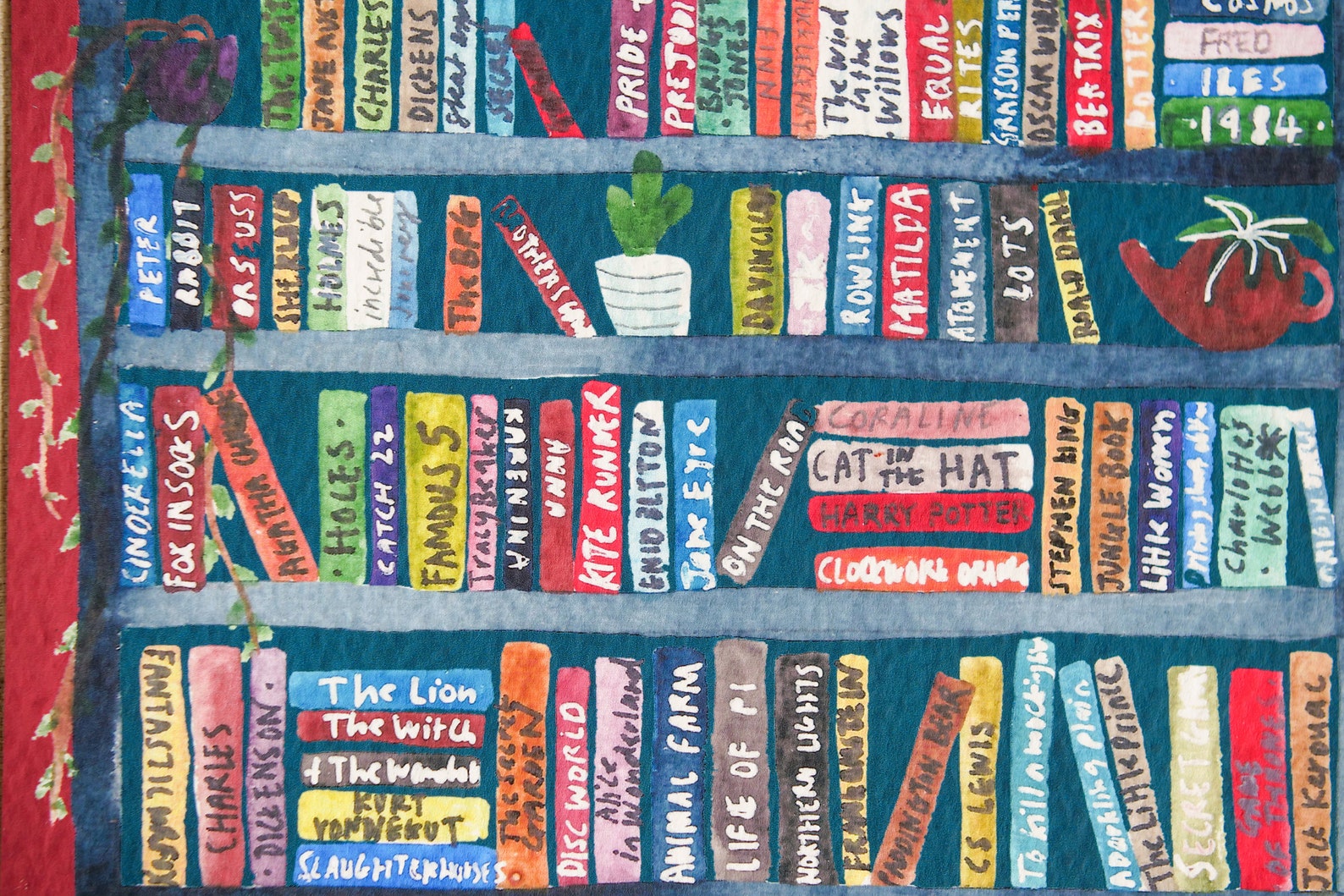 Book Collected Illustrated Library Print - Etsy UK