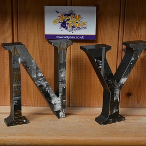 Personalised Wooden New York Cityscape Themed Letters Any Name/word ...