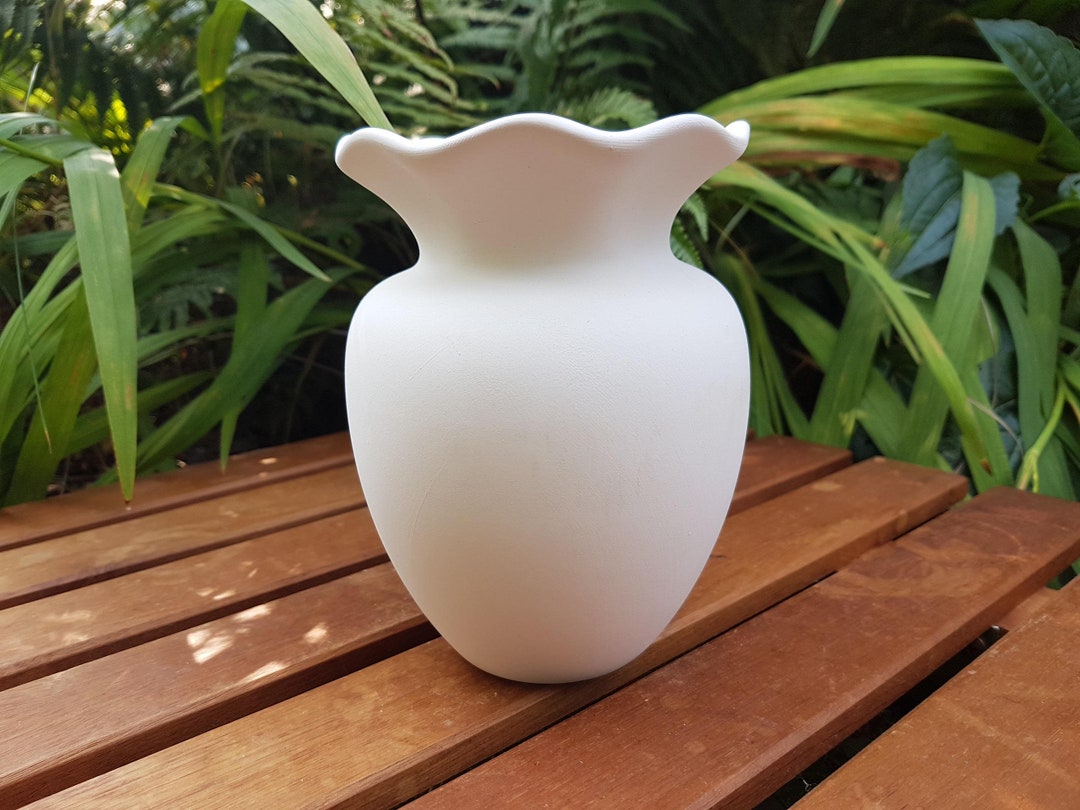 Paint Your Own Ceramic Vase Kit, Wavy Rim Classic Pottery Dried Flower ...