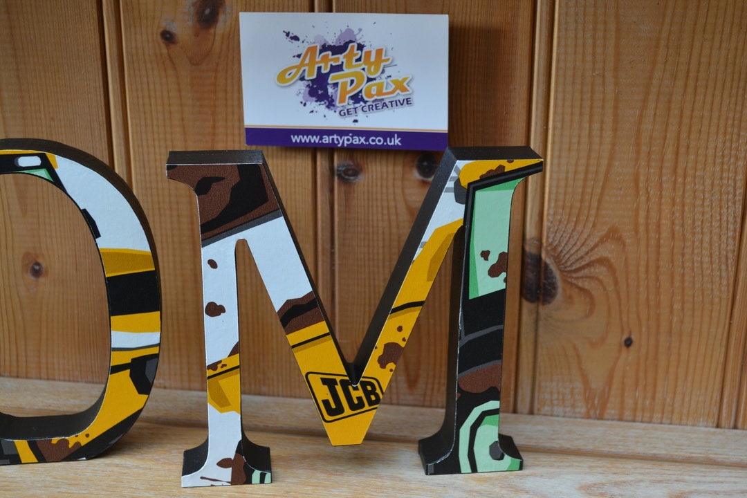 Personalised Wooden Letters JCB Digger Themed Letters, Any Name/word ...