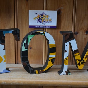 Personalised Wooden Letters JCB Digger Themed Letters, Any Name/word ...