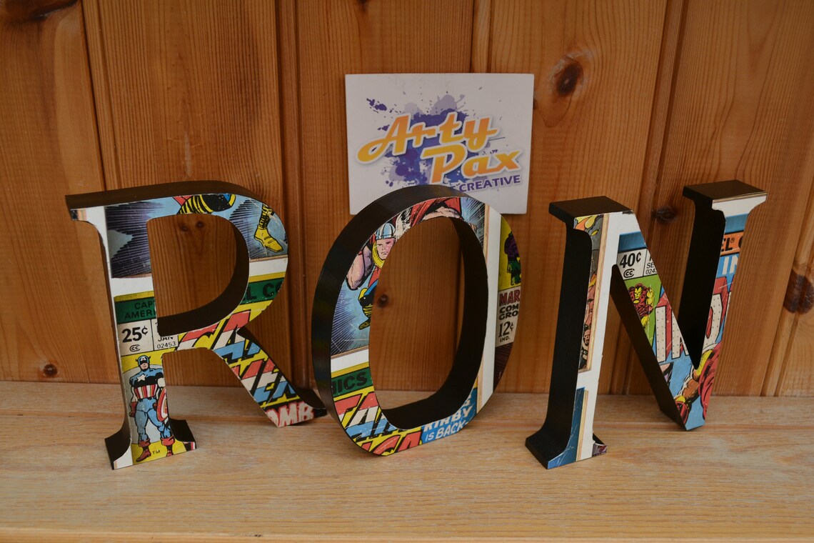 Personalised Wooden Marvel Superhero Comic Letters Any | Etsy UK