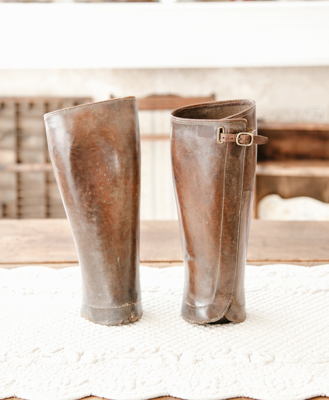 Early 1900s French Leather Gaiters - Half Chaps Equestrian- Children ...