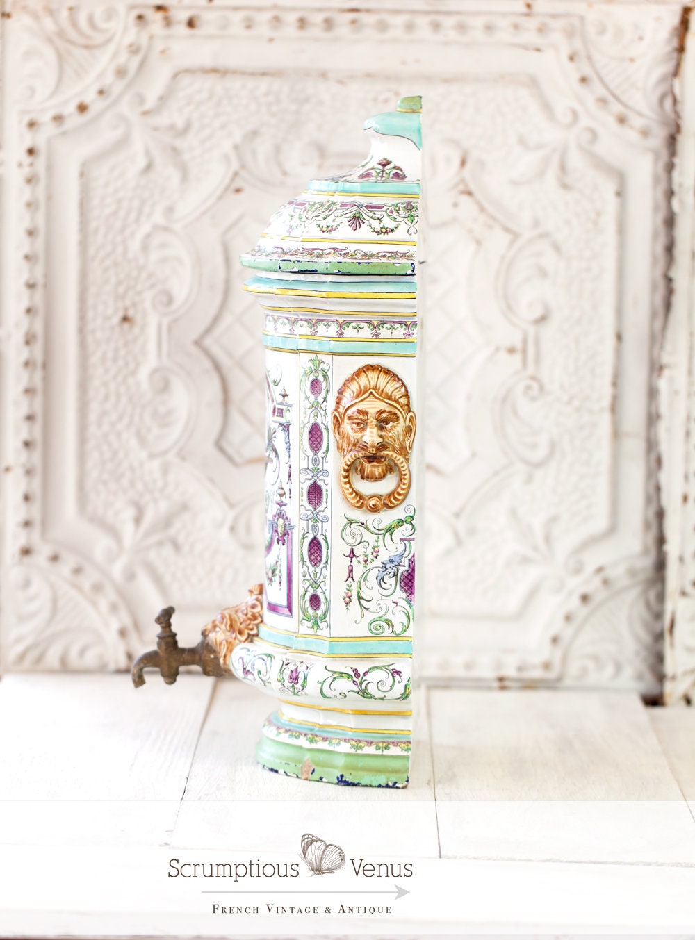 18th French Faience Fountain Beautiful Hand Painted Colors - Etsy