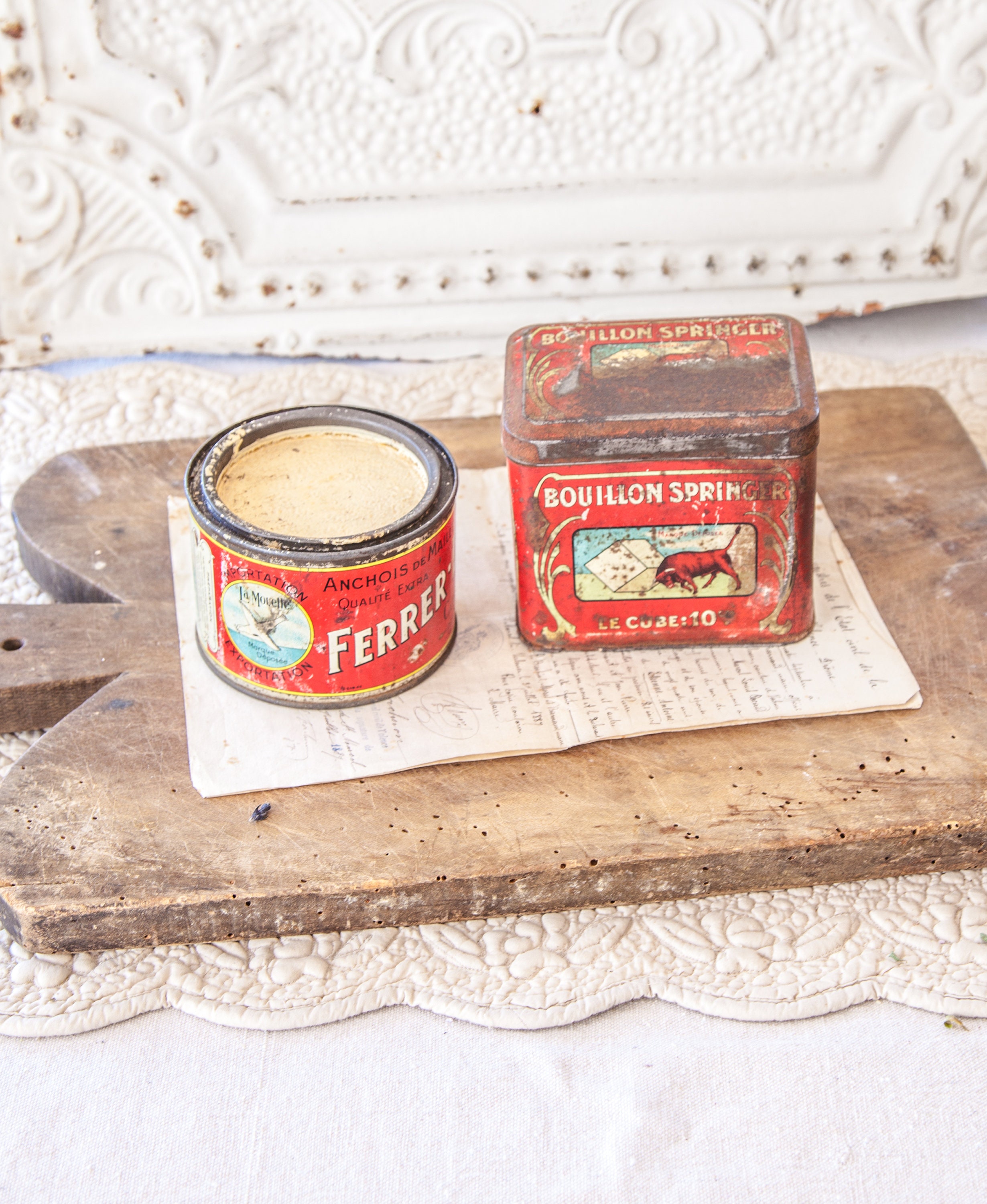 2 Vintage Fresh Kitchen Tins Vintage French Red Kitchen Tins - Etsy