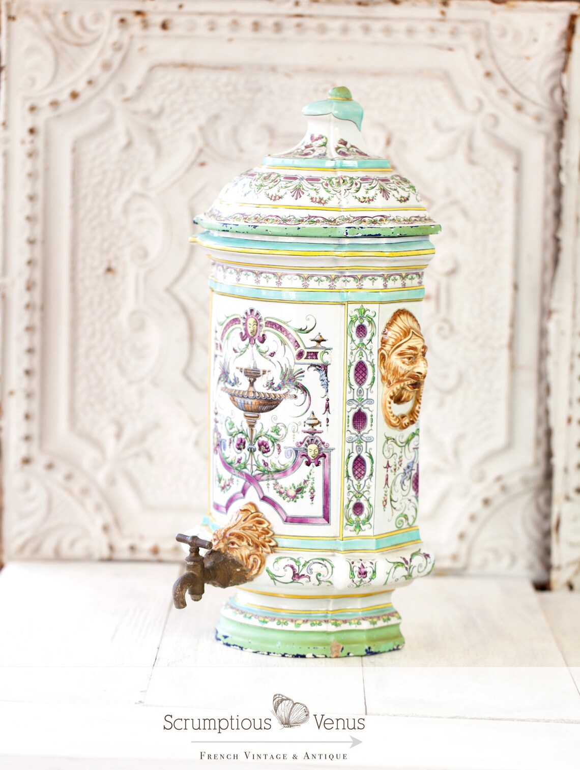 18th French Faience Fountain Beautiful Hand Painted Colors - Etsy