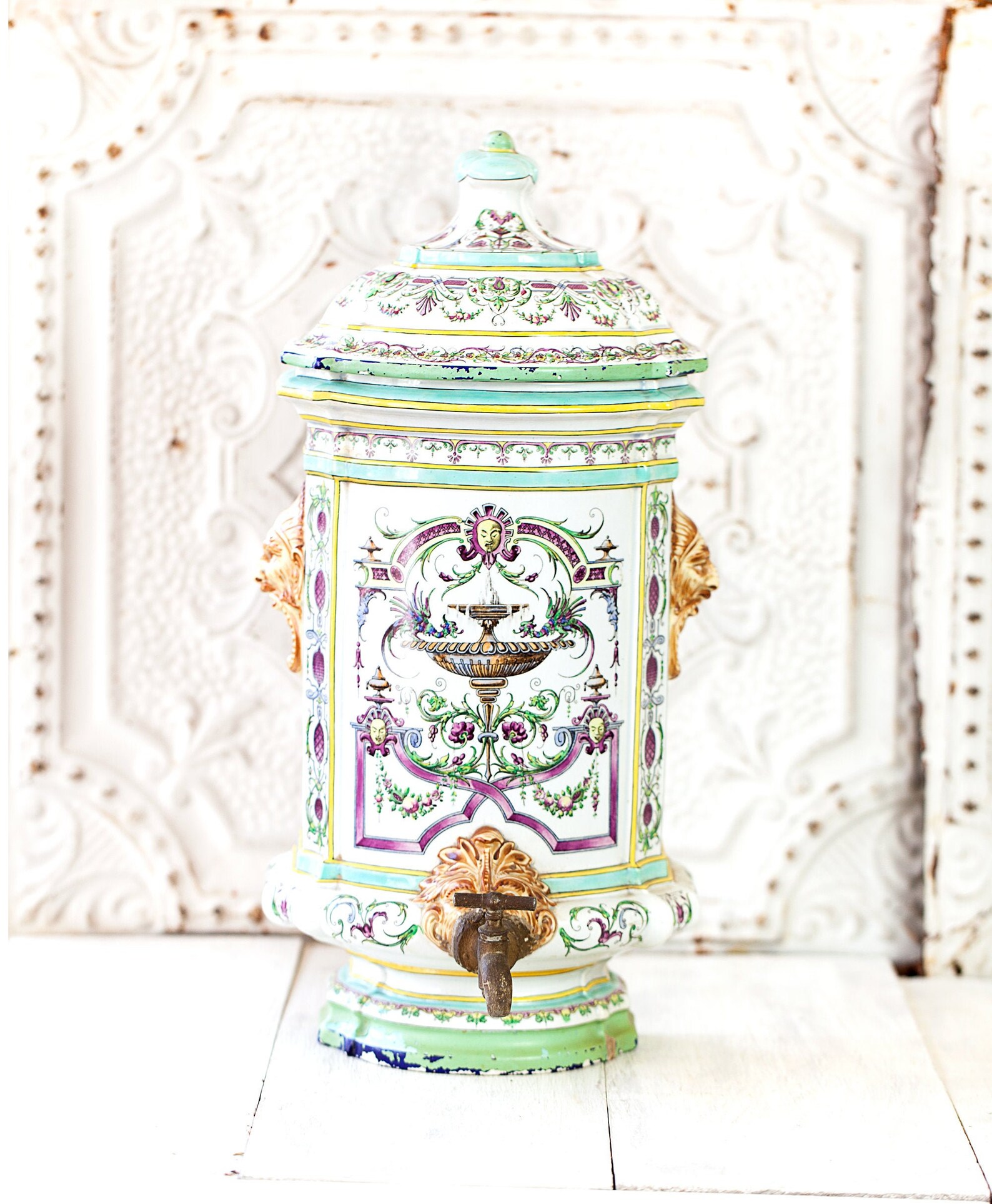 18th French Faience Fountain Beautiful Hand Painted Colors - Etsy