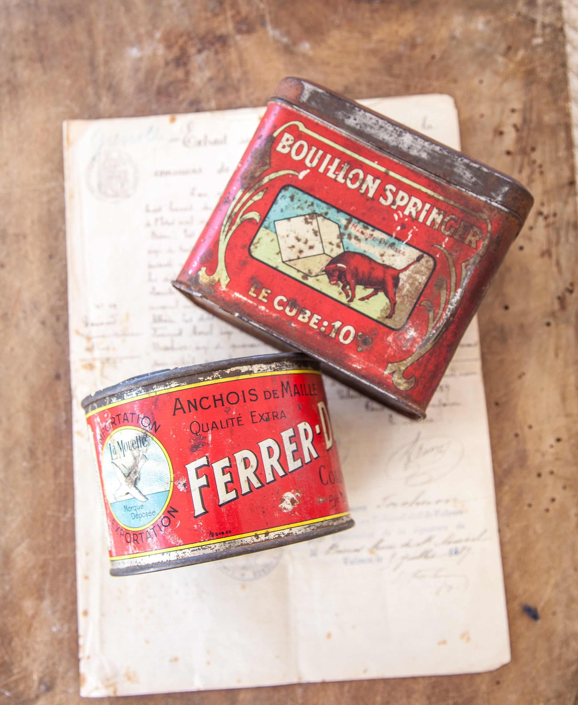 2 Vintage Fresh Kitchen Tins Vintage French Red Kitchen Tins | Etsy