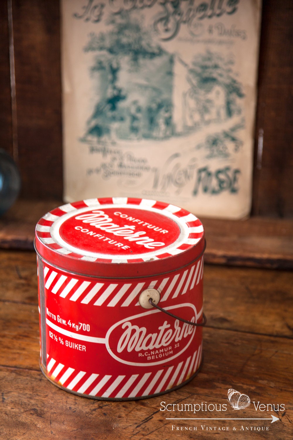 1950s Large Jam Tin - Materne - Made in Belgium - Cheerful Red - Etsy