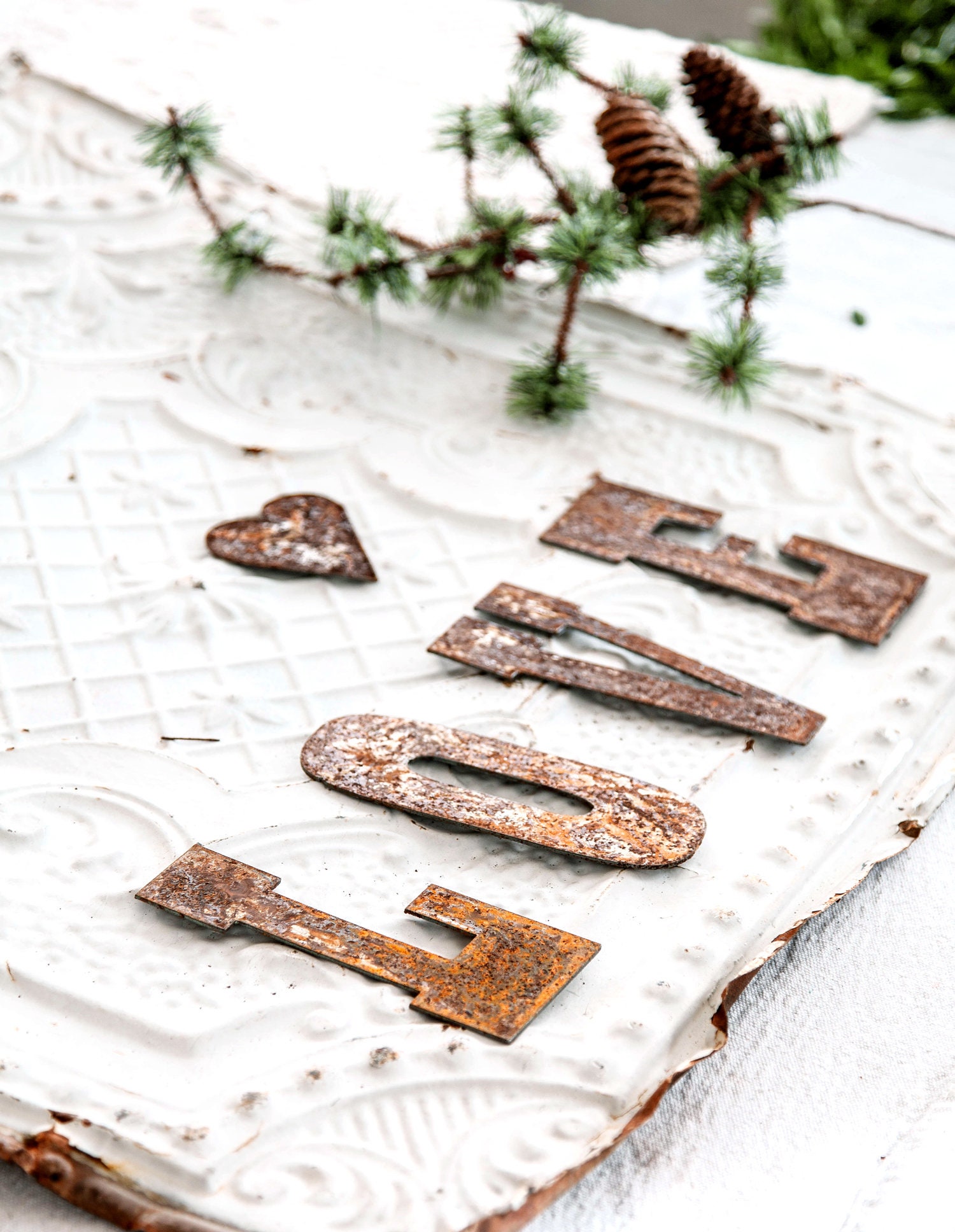 Rusty Metal Letters – Rustic Industrial Decor, Choice of Noel, Love ...