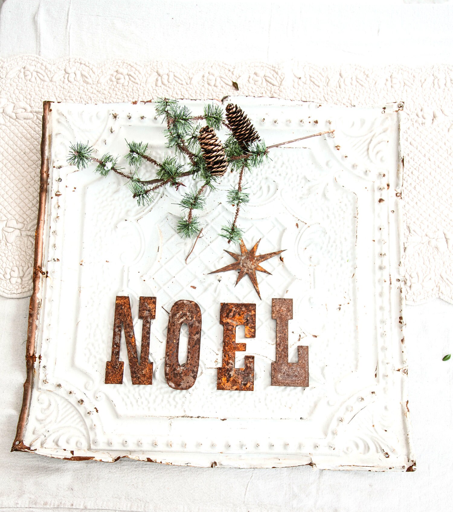 Rusty Metal Letters – Rustic Industrial Decor, Choice of Noel, Love ...