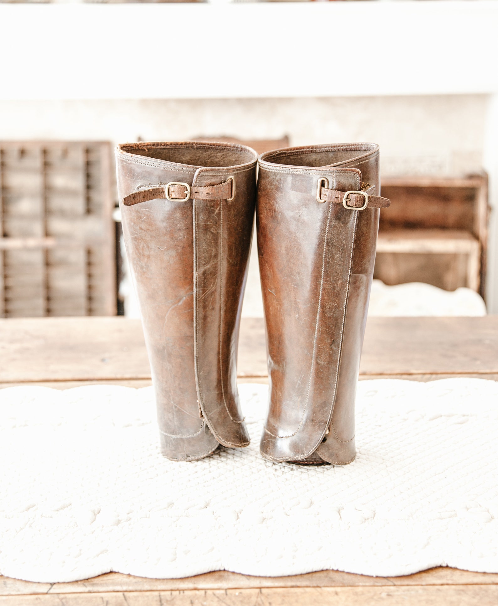 Early 1900s French Leather Gaiters - Half Chaps Equestrian- Children ...