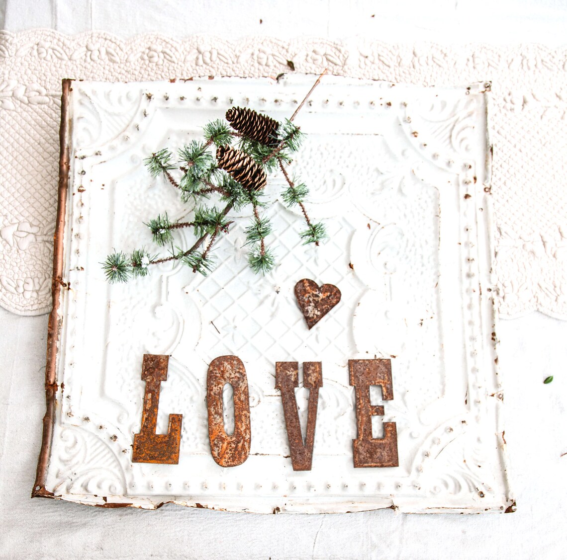 Rusty Metal Letters – Rustic Industrial Decor, Choice of Noel, Love ...