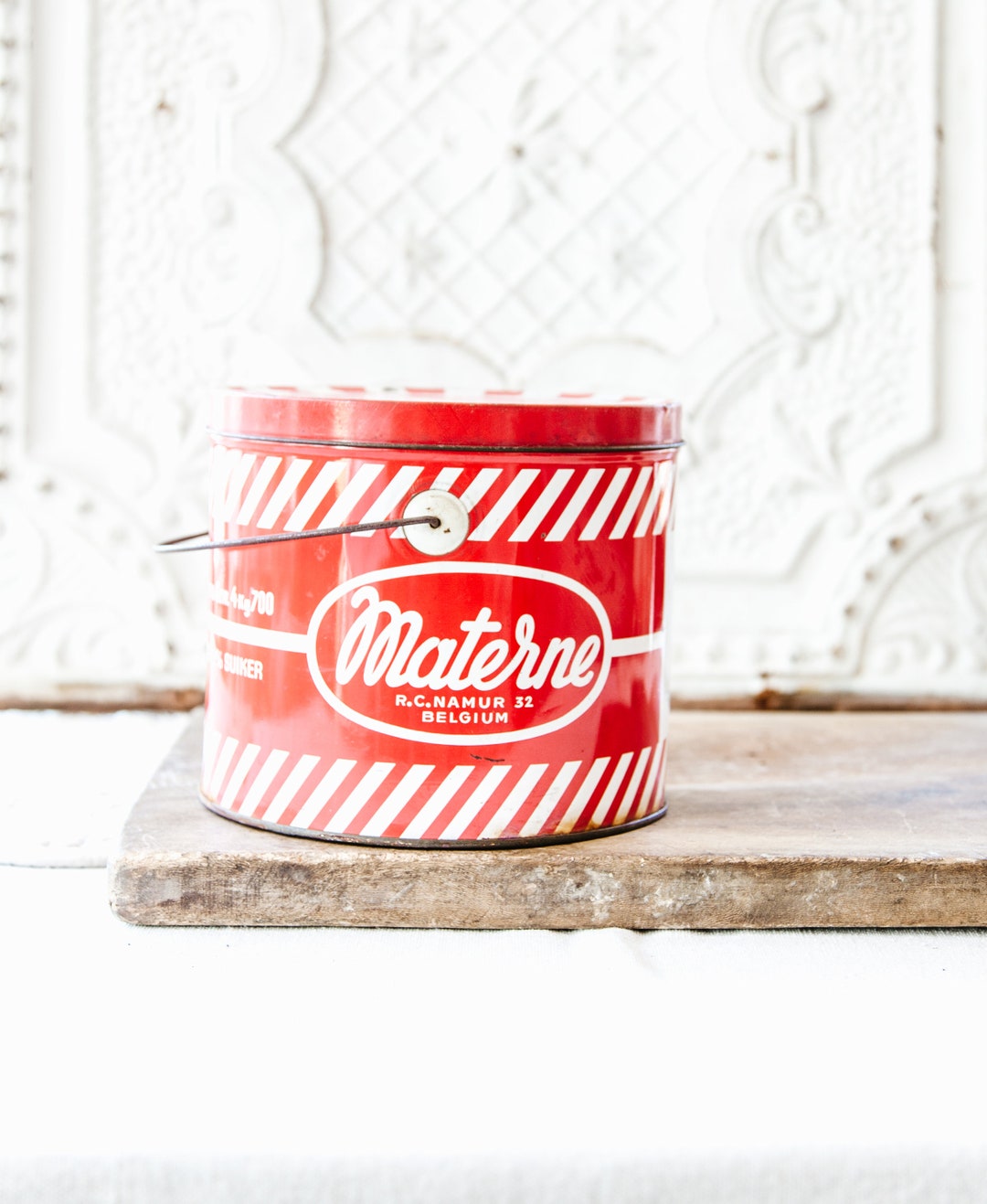 1950s Large Jam Tin - Materne - Made in Belgium - Cheerful Red - Etsy