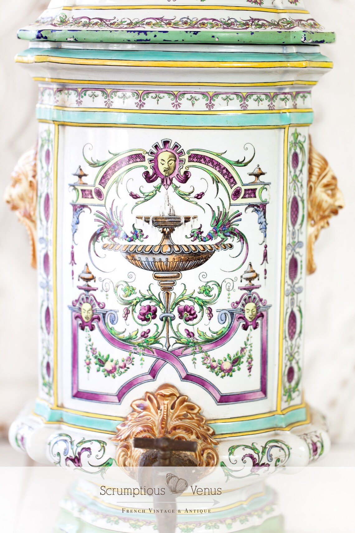 18th French Faience Fountain Beautiful Hand Painted Colors - Etsy