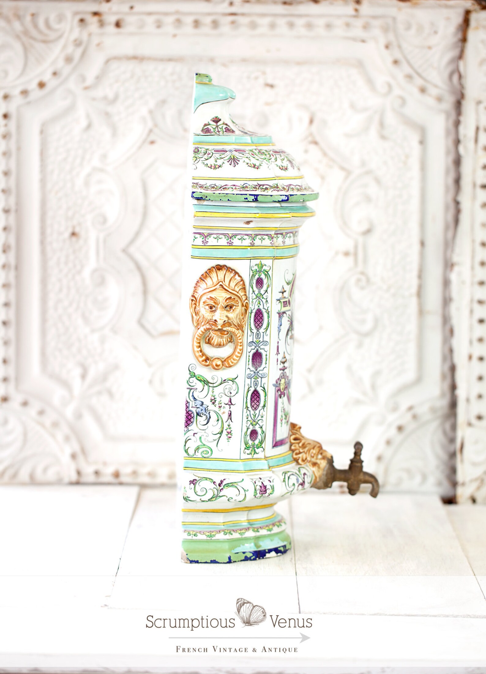 18th French Faience Fountain Beautiful Hand Painted Colors - Etsy