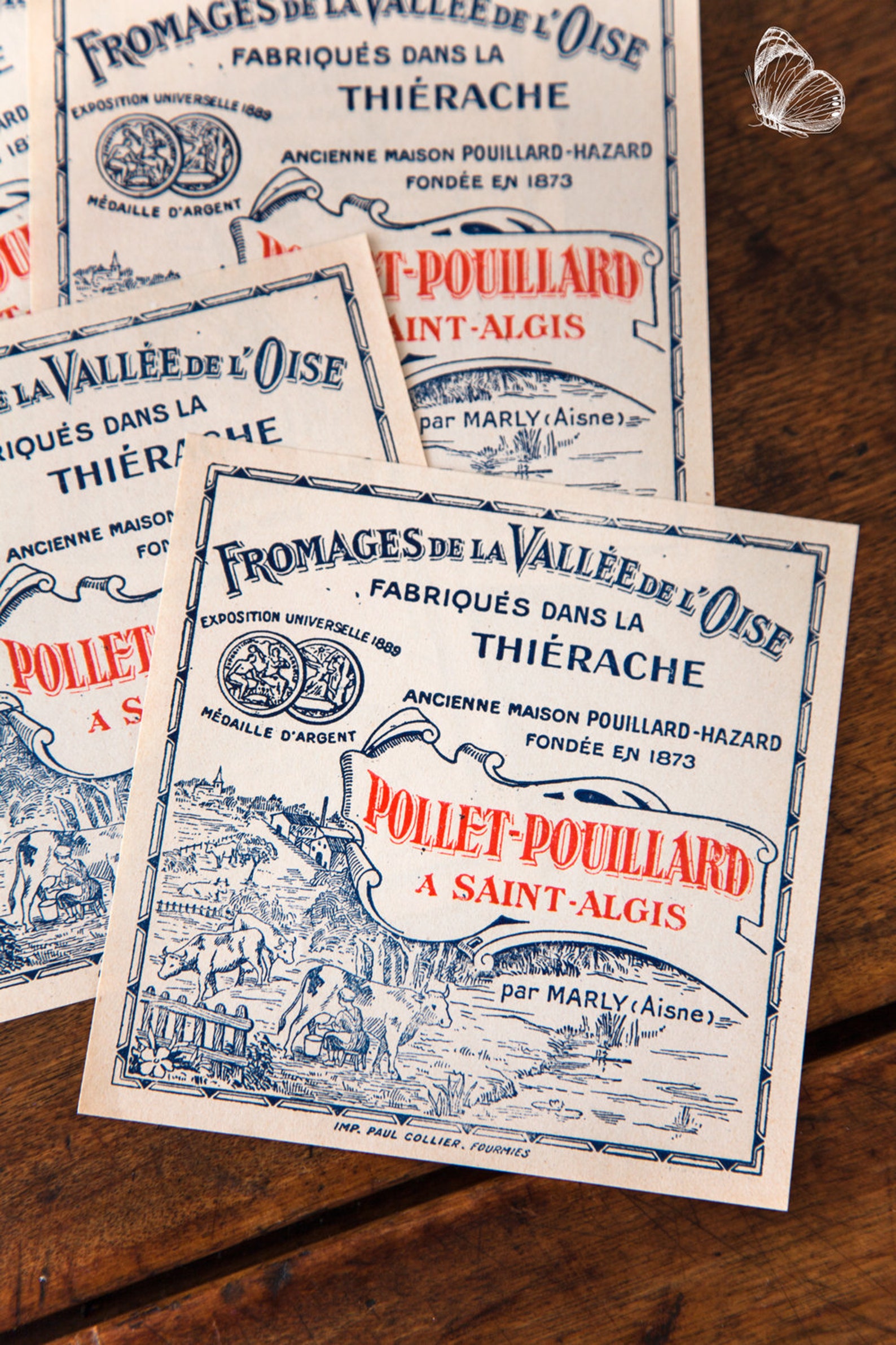 Vintage French Cheese Label Set of 5 Unused Shabby Craft - Etsy