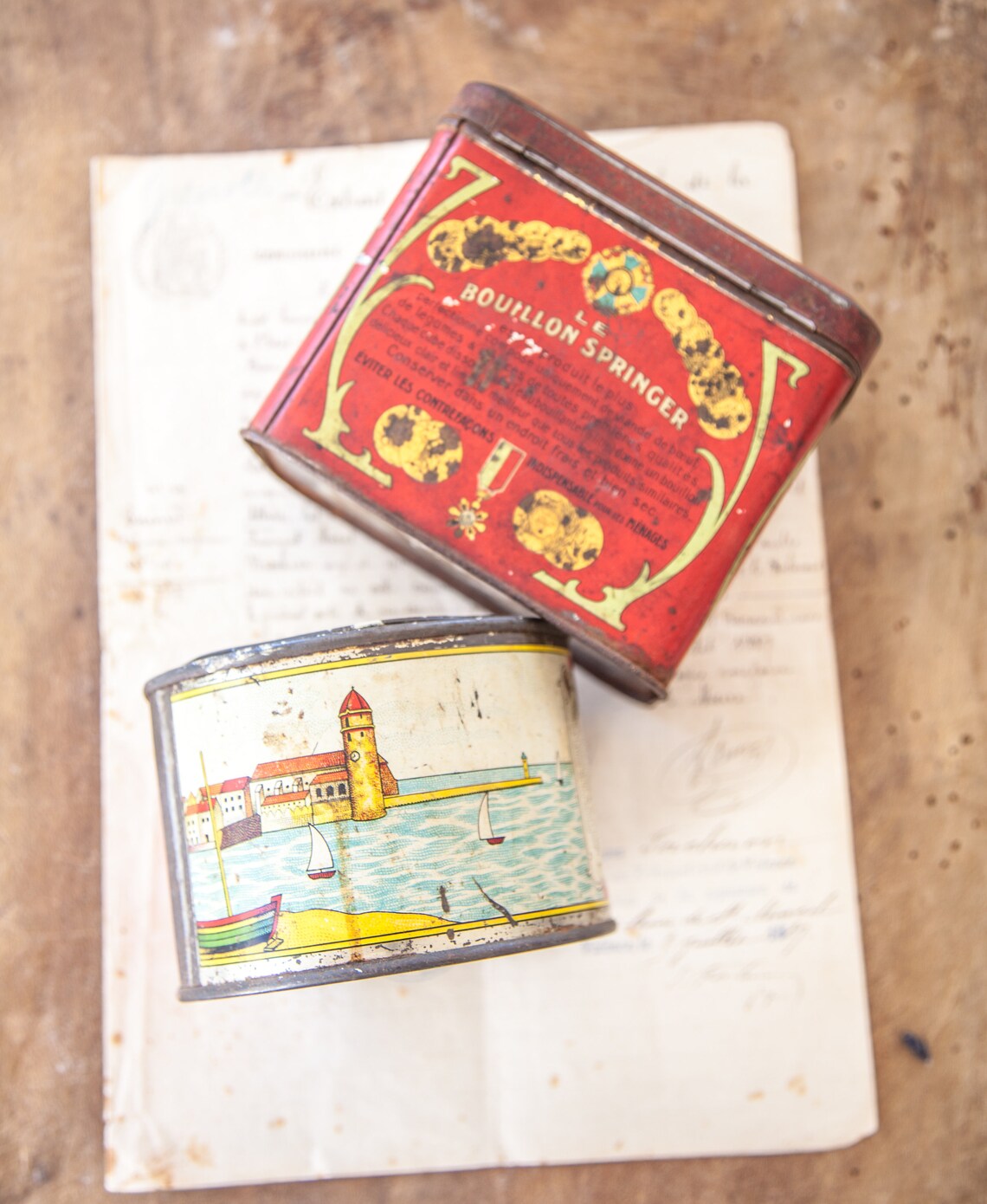2 Vintage Fresh Kitchen Tins Vintage French Red Kitchen Tins - Etsy
