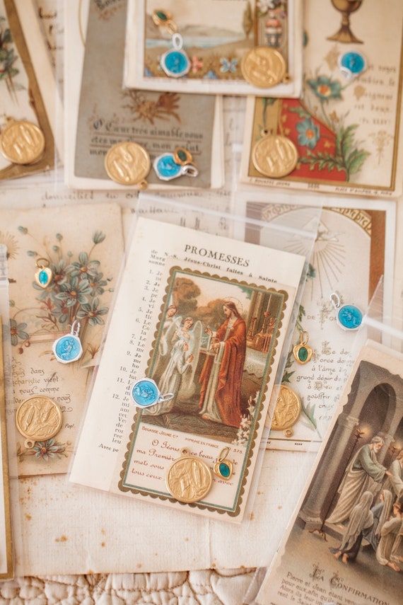 Vintage French Lourdes, Virgin Marie, Saint Christoph… - Gem