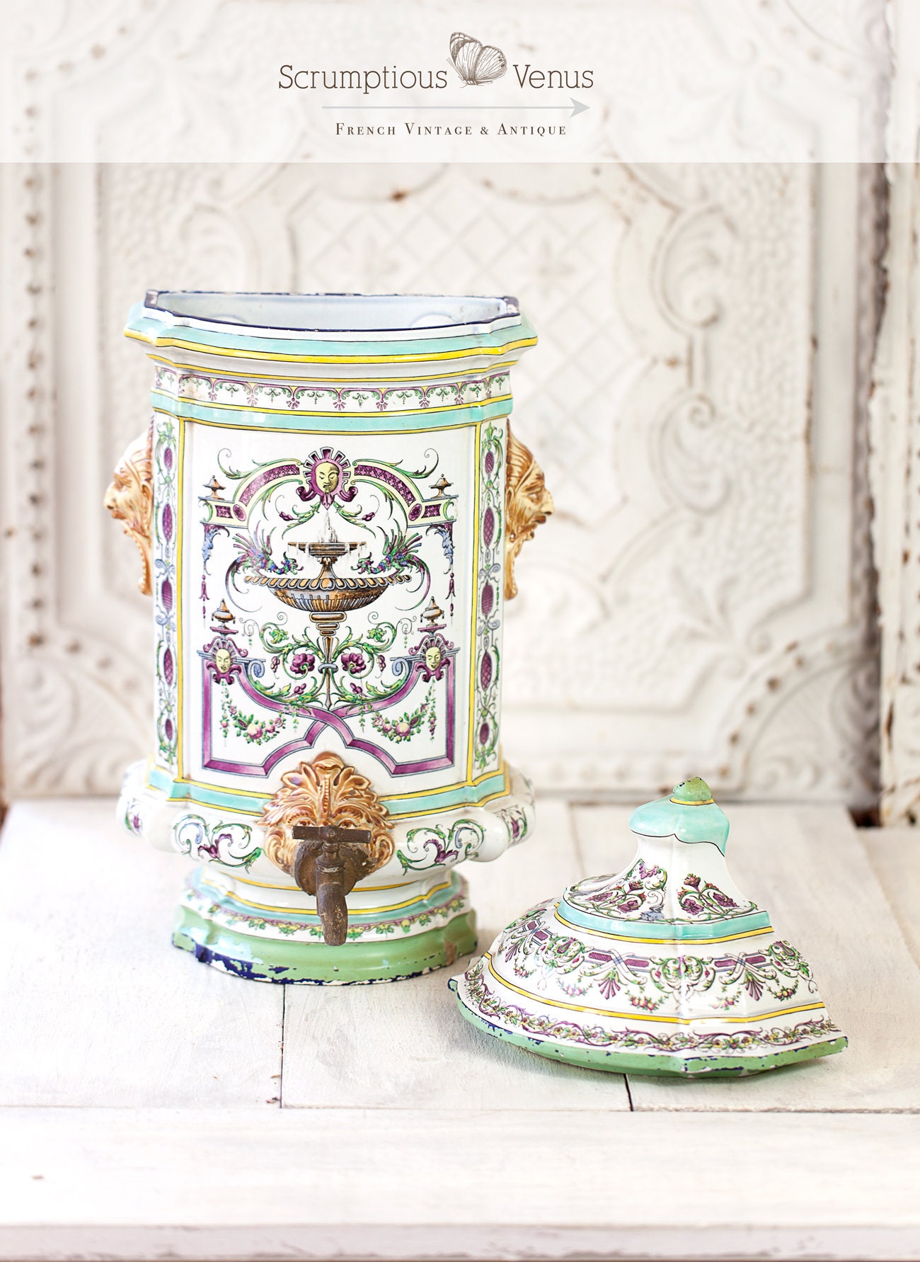 18th French Faience Fountain Beautiful Hand Painted Colors - Etsy