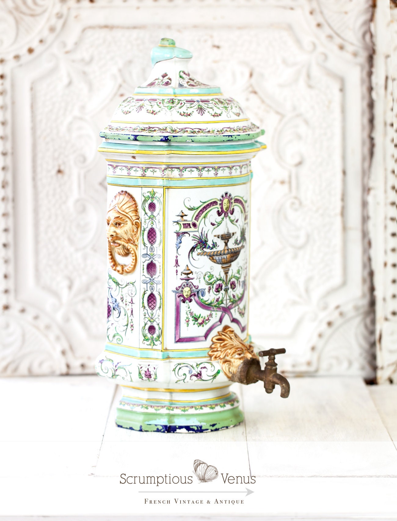18th French Faience Fountain Beautiful Hand Painted Colors - Etsy