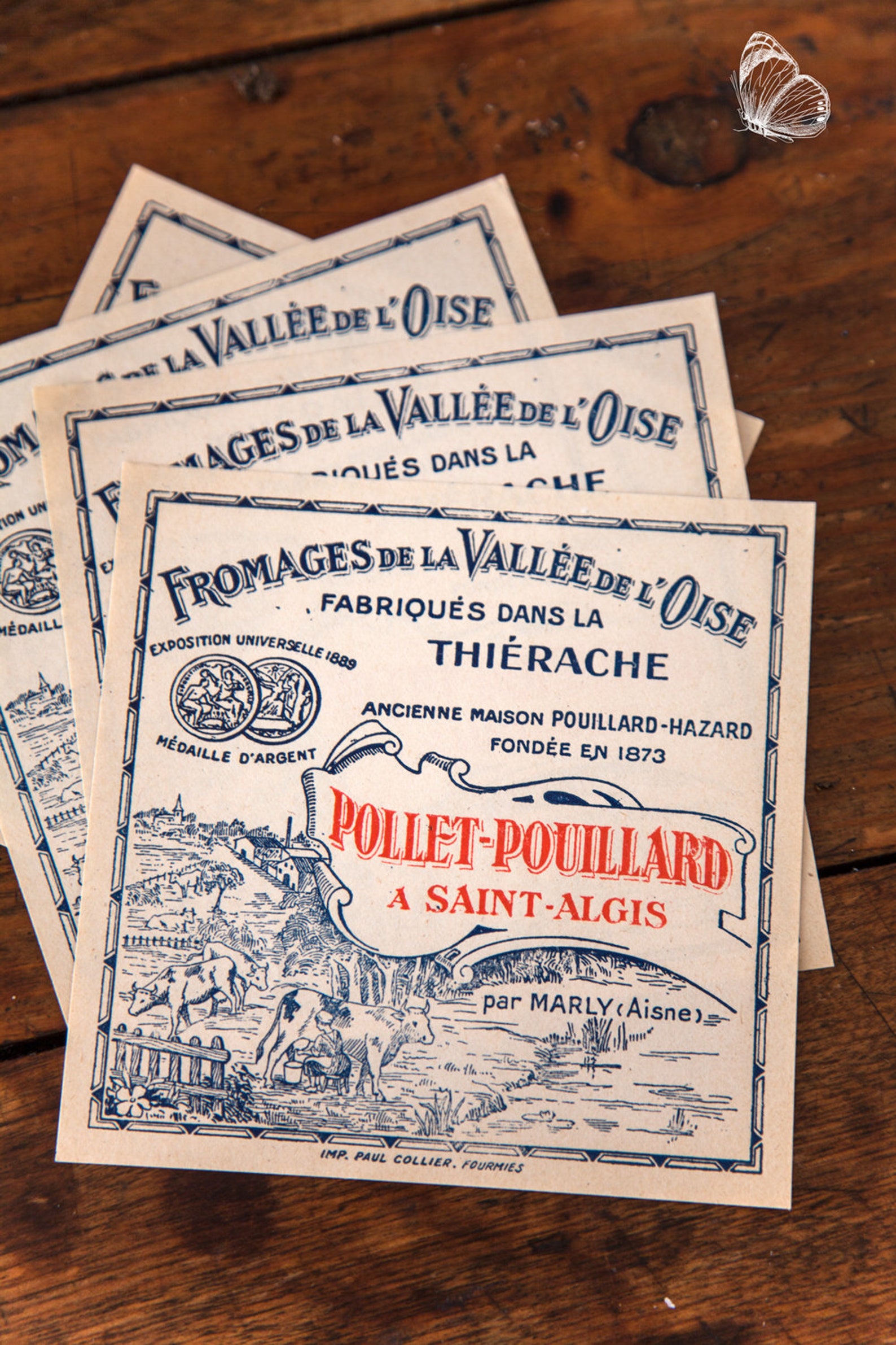 Vintage French Cheese Label Set of 5 Unused Shabby Craft - Etsy