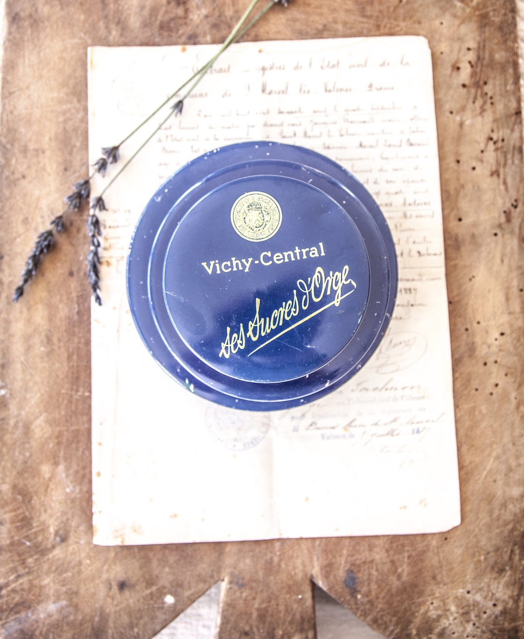Vintage French Candy Tins – Vichy Royal Blue Set, Country Kitchen Decor ...