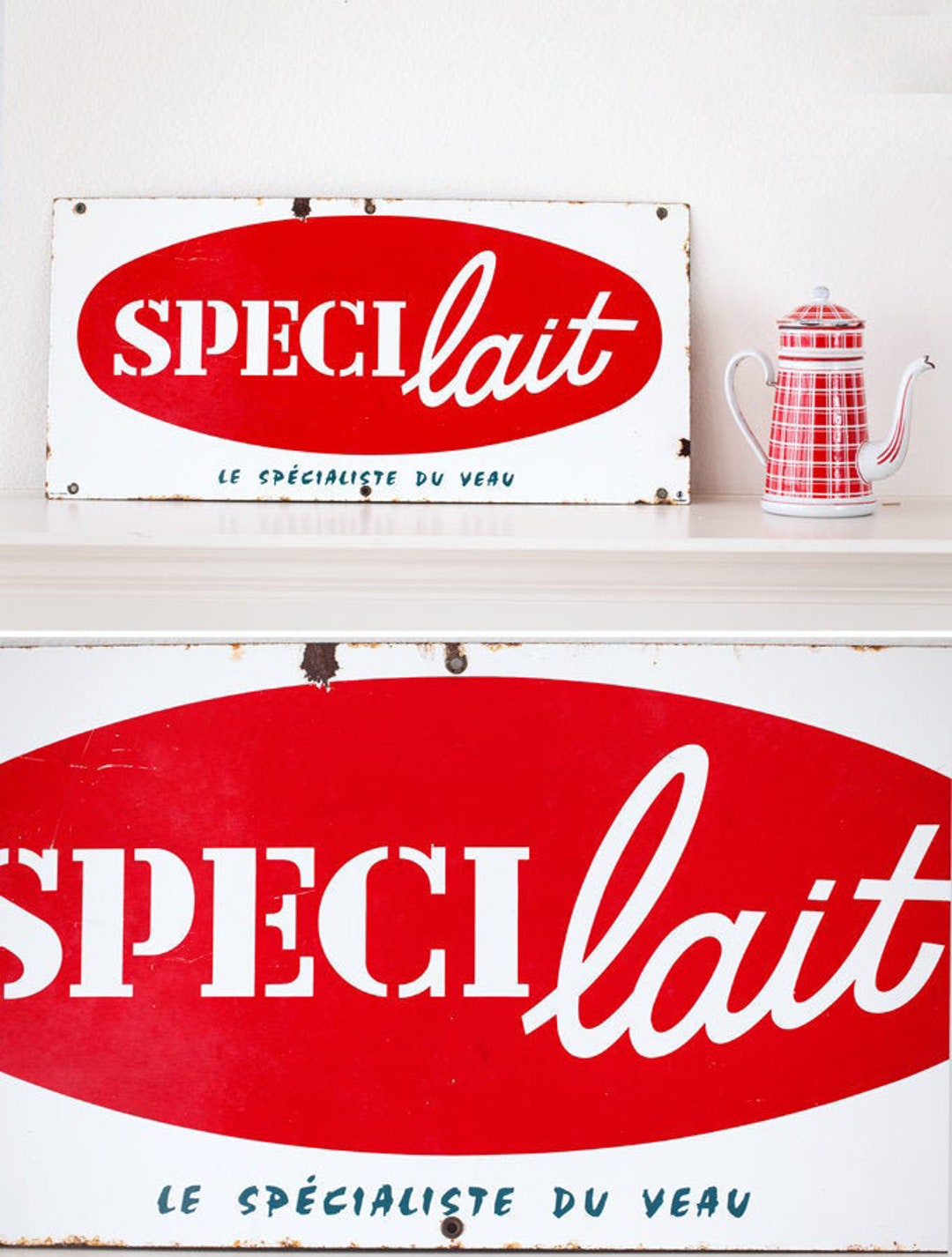 1960s French Butcher Enamel Sign - Veal Specialist - Etsy