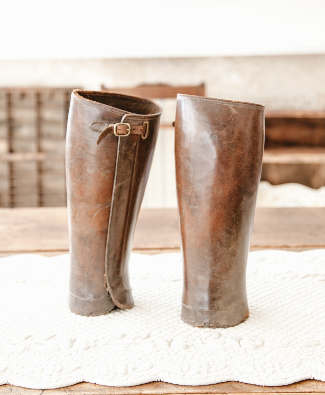 Early 1900s French Leather Gaiters - Half Chaps Equestrian- Children ...