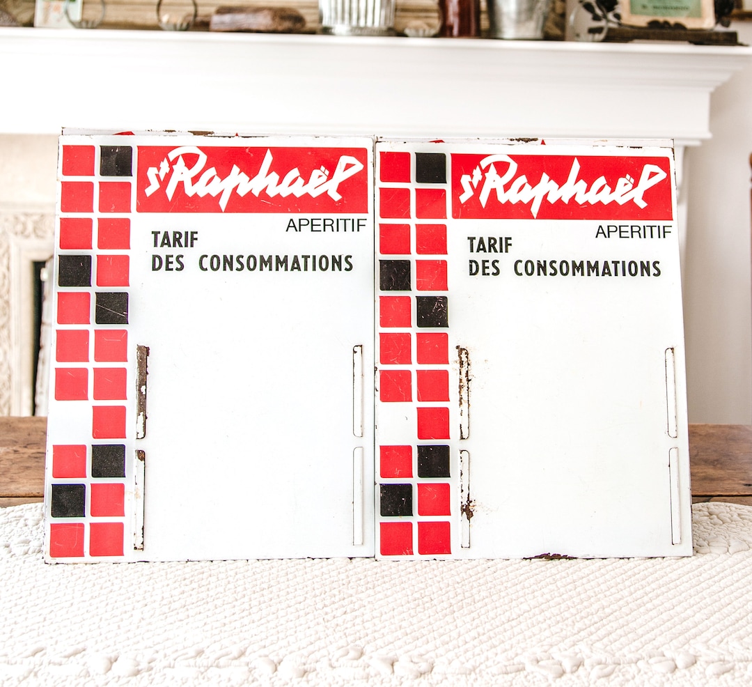 Vintage Saint Raphael French Advertising Bar Menu - 1970s Tin Sign - Etsy