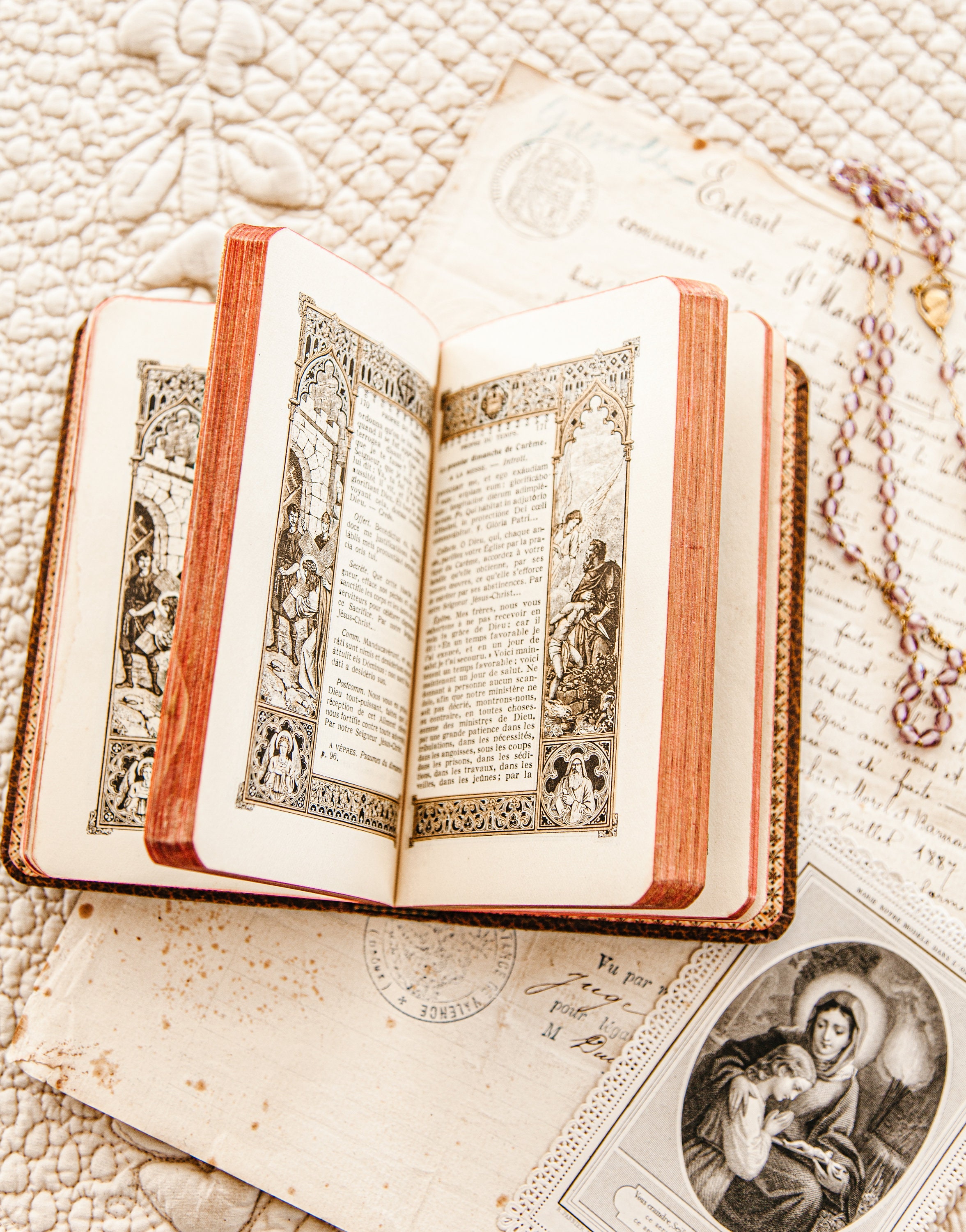 Vintage French Missal Set – Amethyst Rosary & Praying Card, 1929 - Etsy