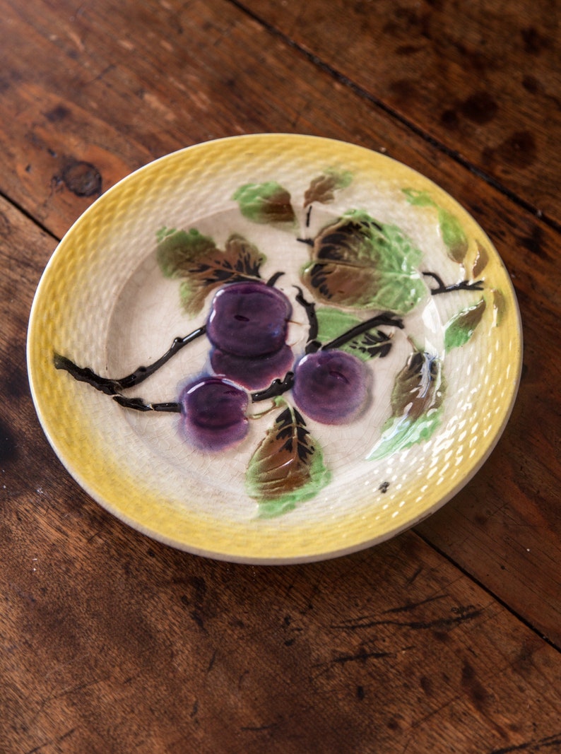 Early 1900s French Majolica Plate Barbotine Plate - Etsy