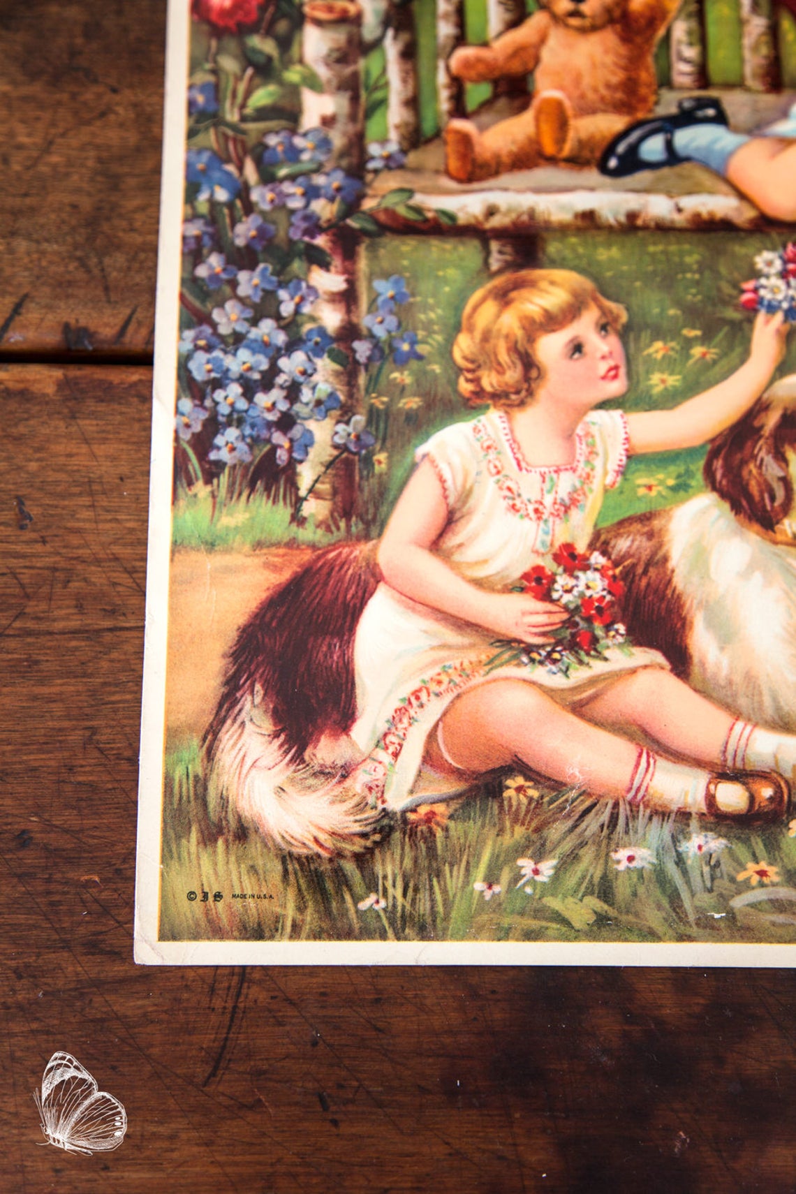 1920s Lithograph Print – Mother and Children in Garden, USA - Etsy