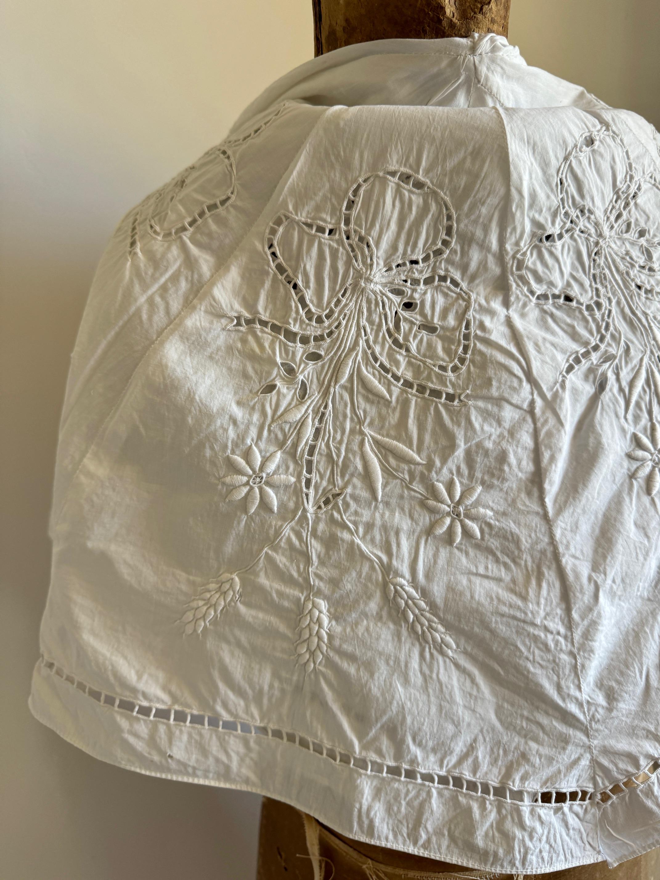 1940s Embroidered Fabric Sun Parasol, Coquette Bows, Flowers, Craft ...