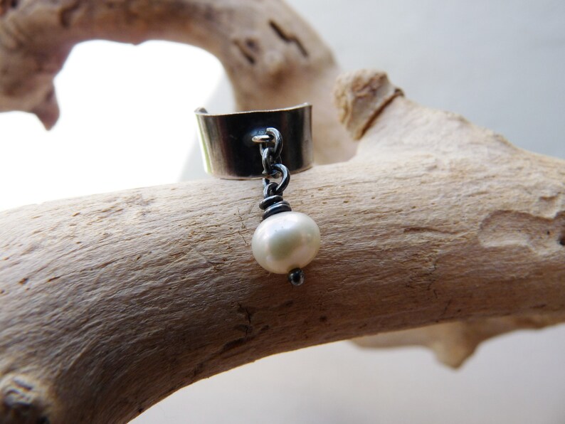 Silver Pearl Ear Cuff – Handmade Unisex Design | No Piercing Needed - Etsy