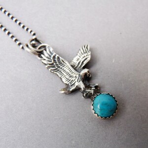 Handcrafted Metalsmith Eagle and Turquoise Pendant Necklace for Men ...