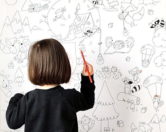 LA FORÊT Affiche géante à colorier coloriage géant - Etsy Canada