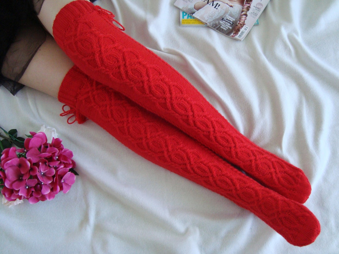 Thigh High Socks Womens Knee High Socks, Cable Knitted Long Socks, Over ...