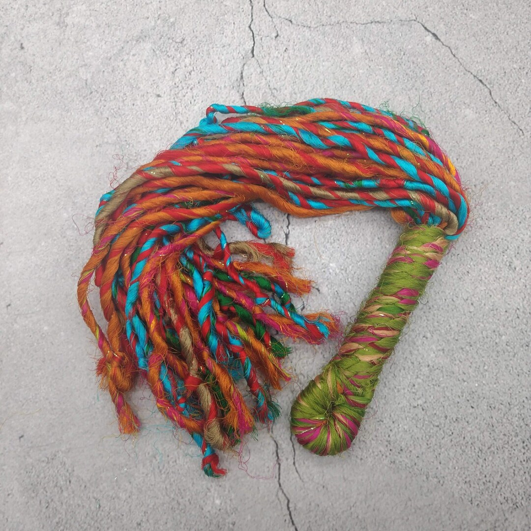 BDSM Silk Flogger, Mature Sex Toy, Orange and Green Multicoloured, 16.5 ...