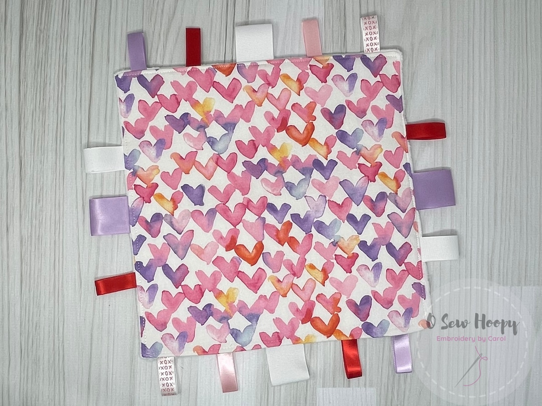 Valentines Day Baby Tag Toy, Sensory Toy, Minky, Baby Ribbon Crinkle ...