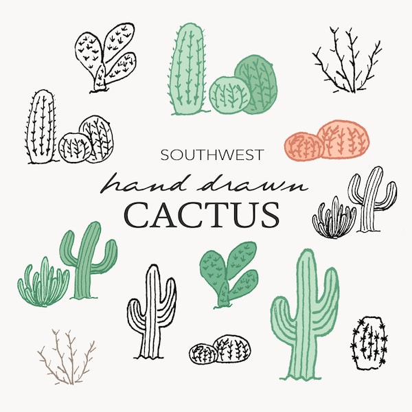Cactus Doodle - Etsy