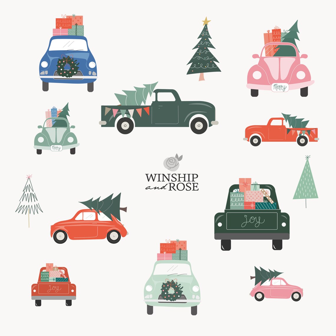 Christmas Truck Clip Art Christmas Car & Truck Holiday - Etsy