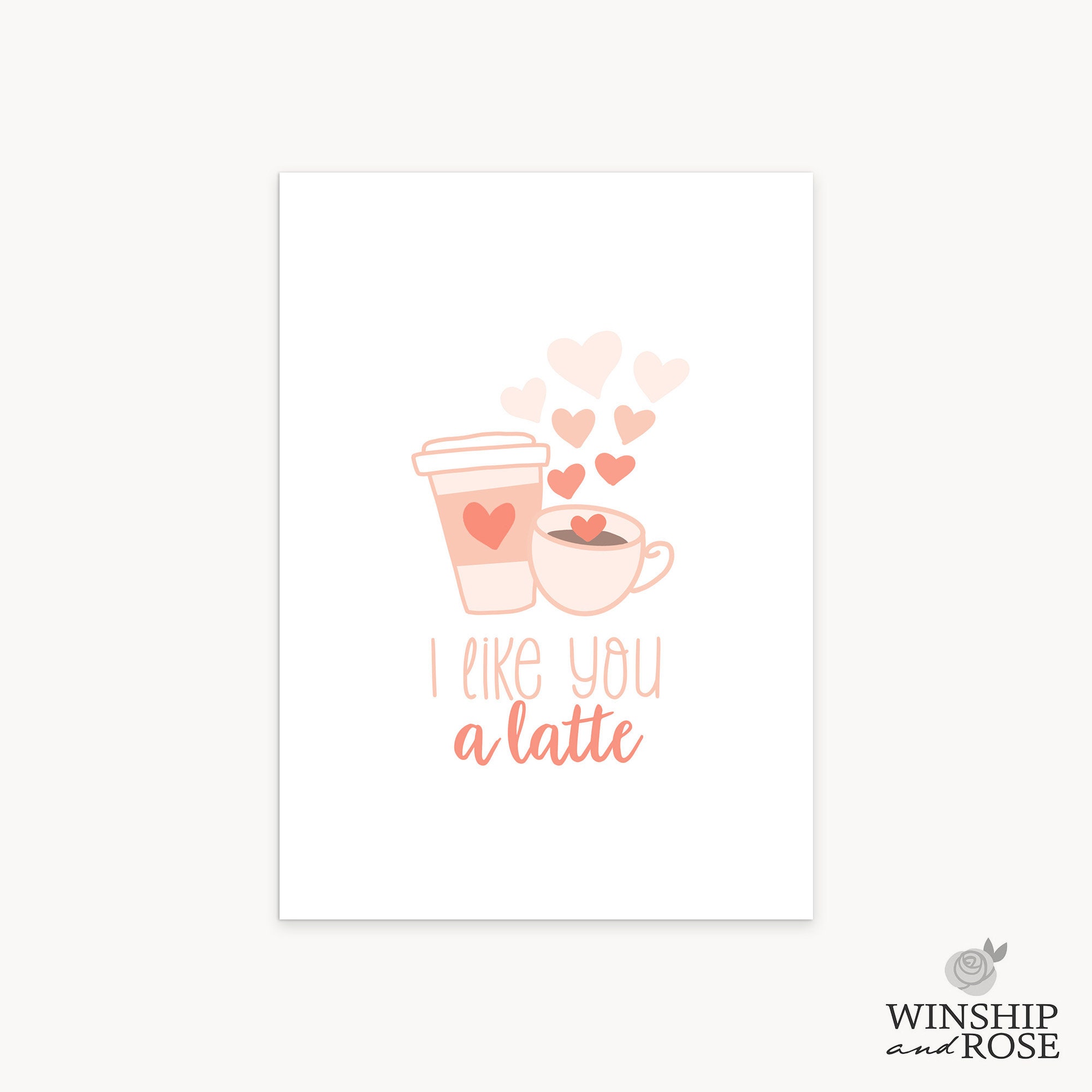 Printable Valentines Day Card | Coffee Valentine Card | 5x7 Printable ...