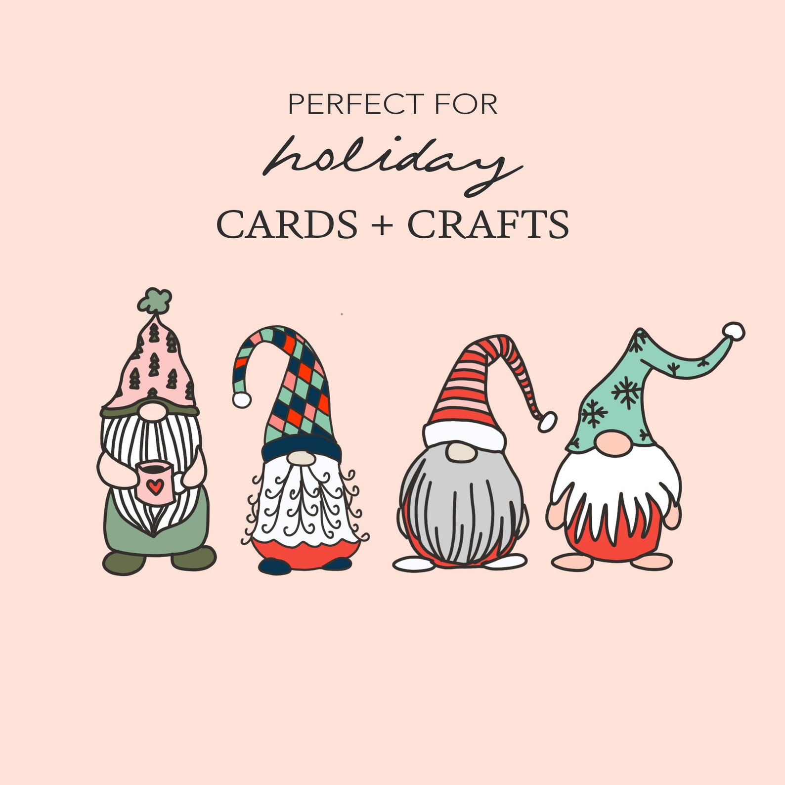 Gnomes Holiday Clip Art - Hand Drawn Christmas Gnome Doodle Graphics ...