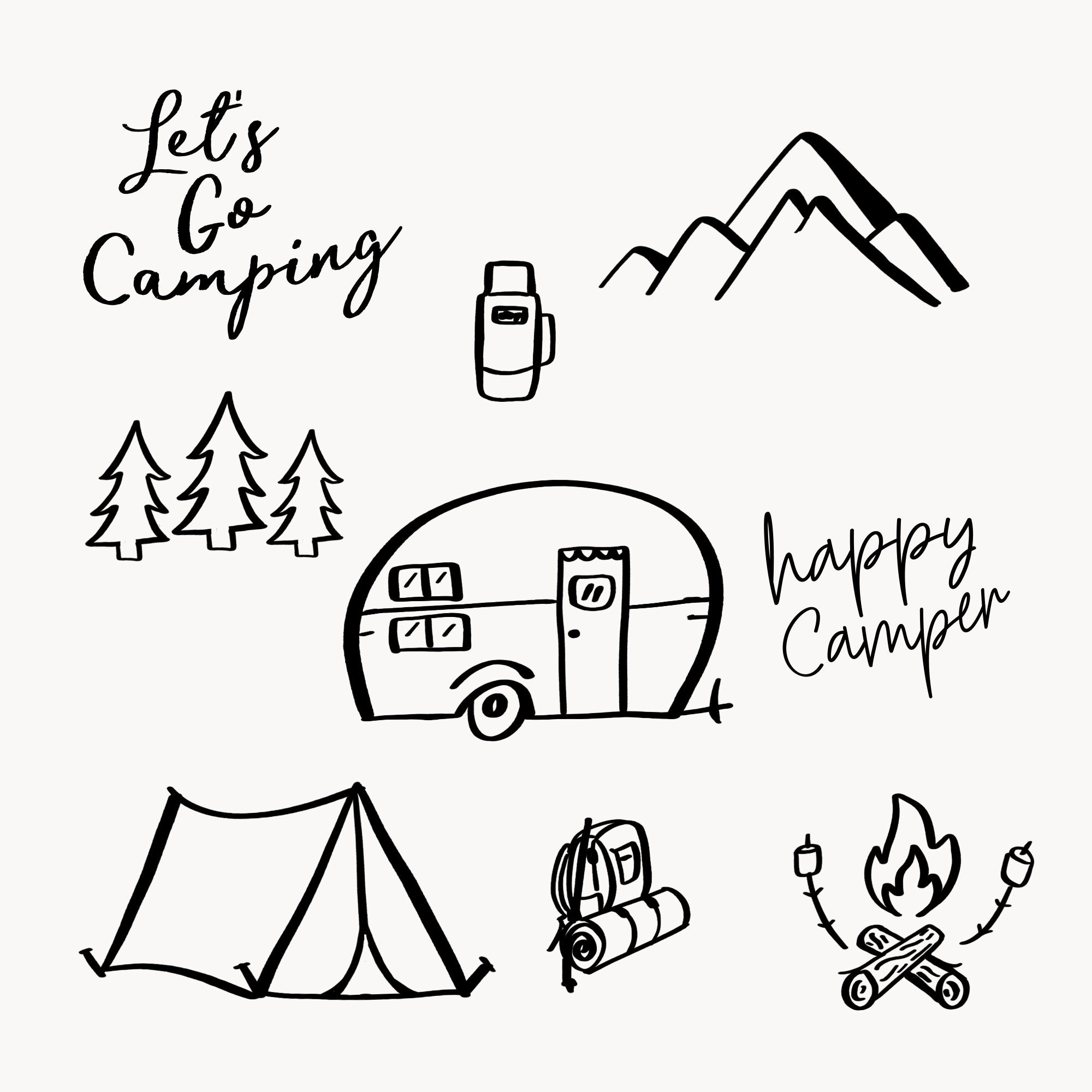 Camping Clip Art - Hand Drawn Outdoors Camping Graphics - 27 Camp ...