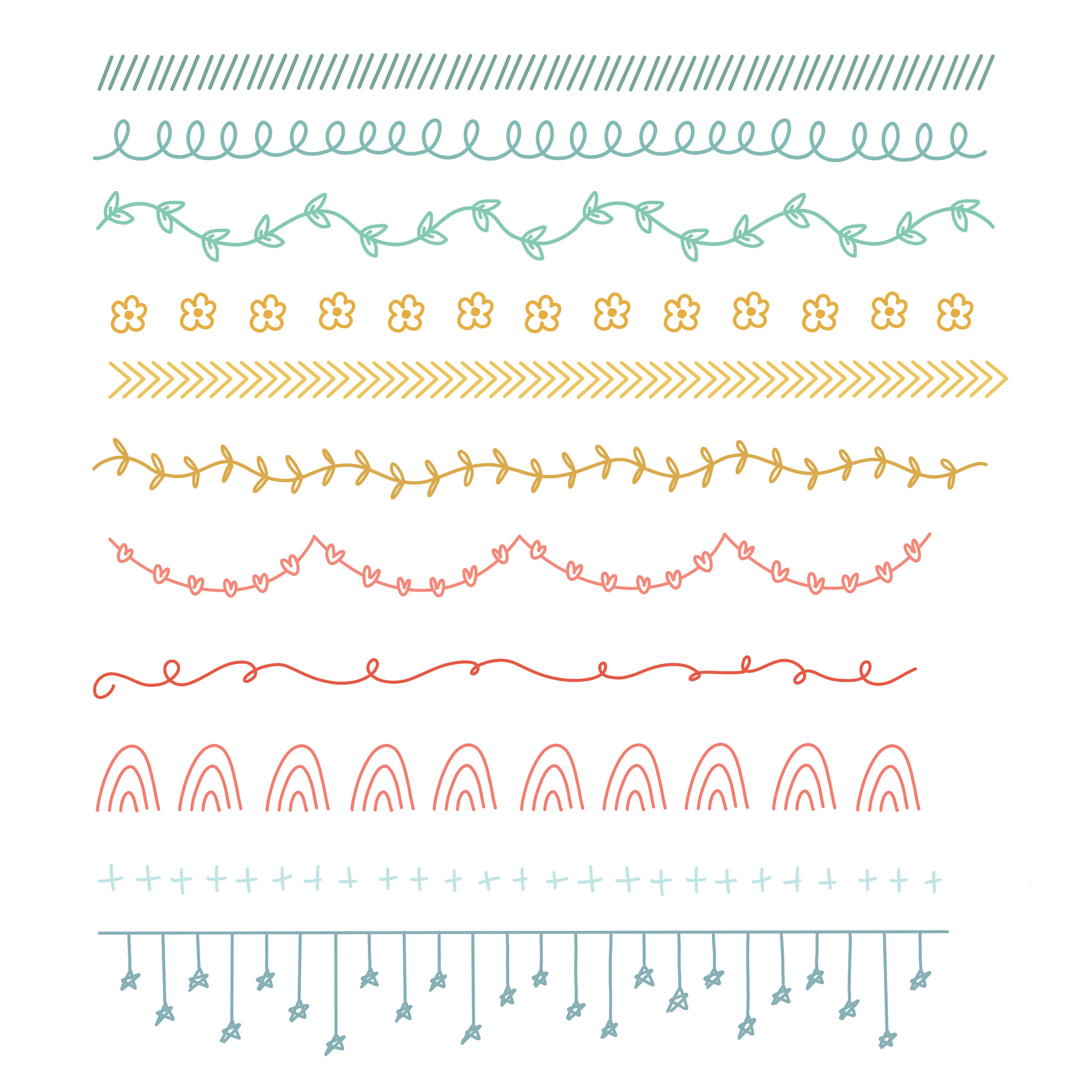 Borders Clip Art Hand Drawn Borders Dividers Graphics 11 Designs, Cute ...