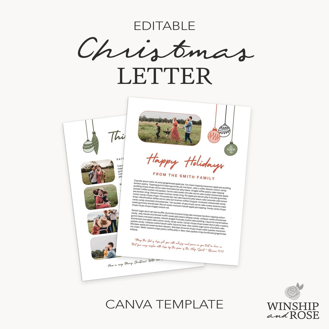 Christmas Letter Template Canva Template Editable Family Christmas ...