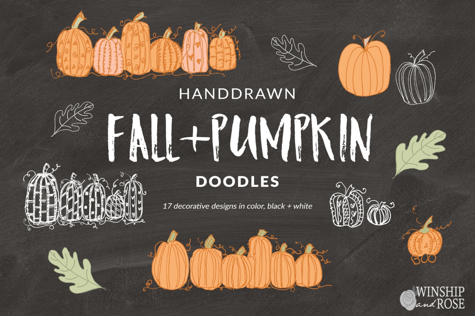 Fall Pumpkin Doodles - Hand Drawn Halloween Doodle Set for Fall - Etsy
