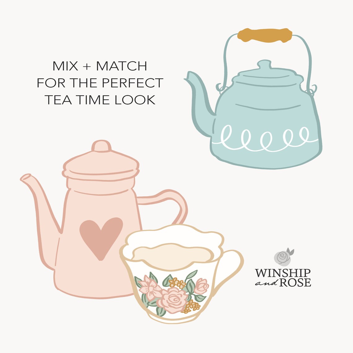 Teatime Clip Art - Hand Drawn Tea Doodle Graphics - 21 Teatime Designs ...
