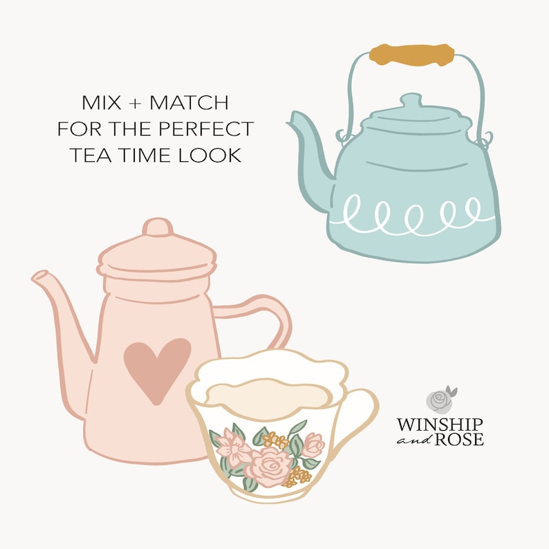 Teatime Clip Art - Hand Drawn Tea Doodle Graphics - 21 Teatime Designs ...